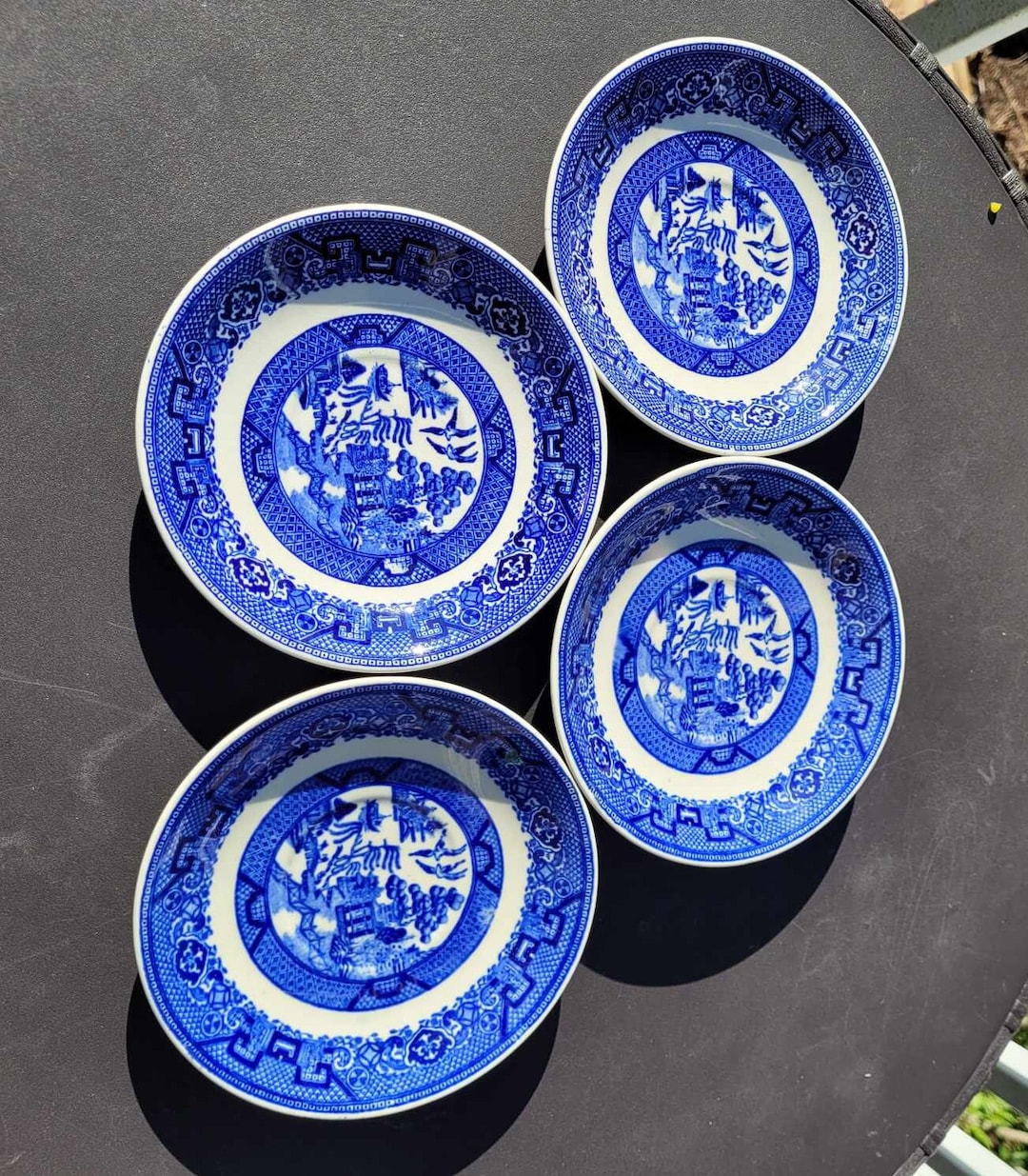 Homer Laughlin Blue Willow Bread Plates, Saucer, Set of 4 Early Make ...