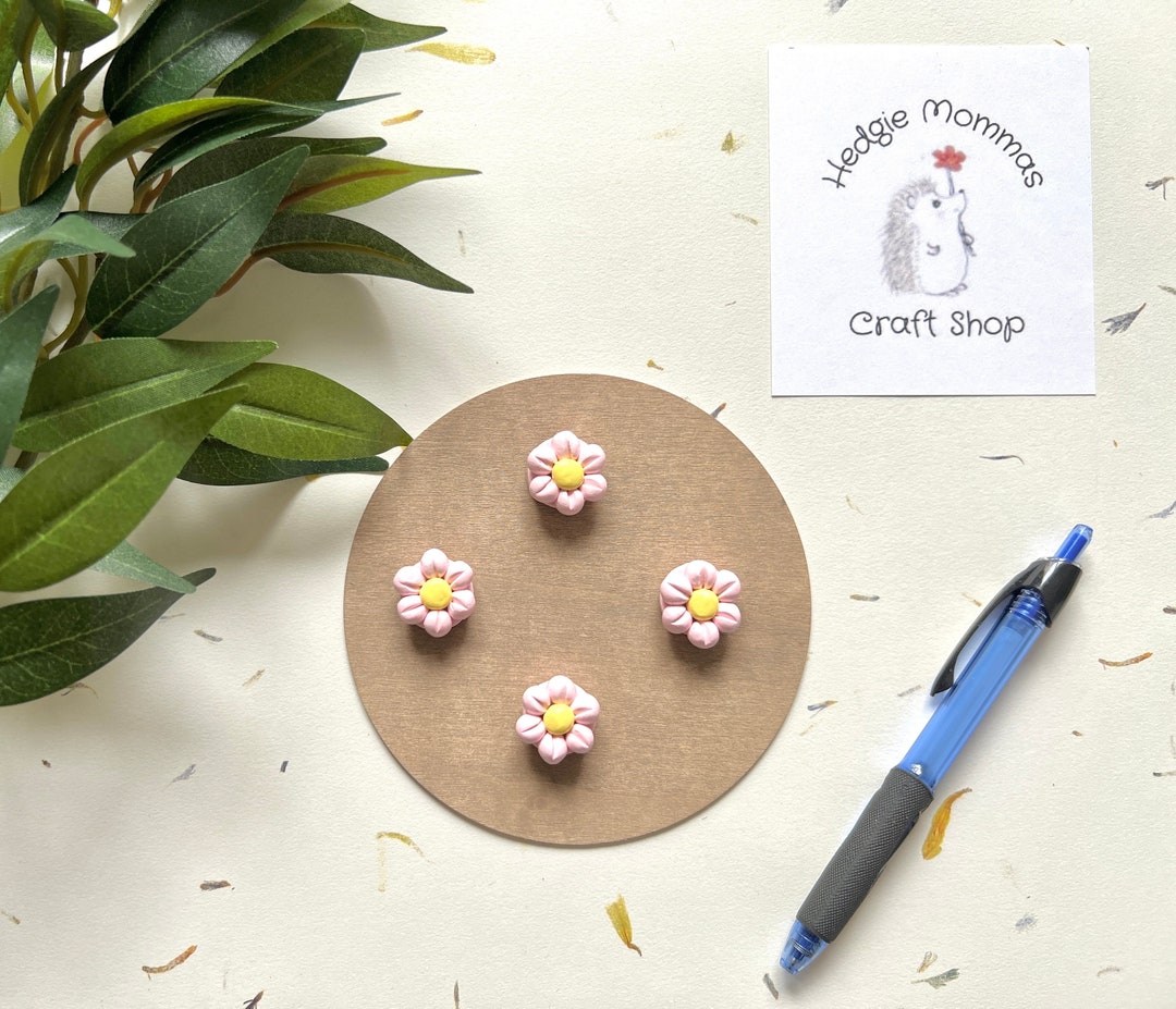 Flower Fridge Magnets Mini Pink Flower Magnets Handmade Clay Flower ...