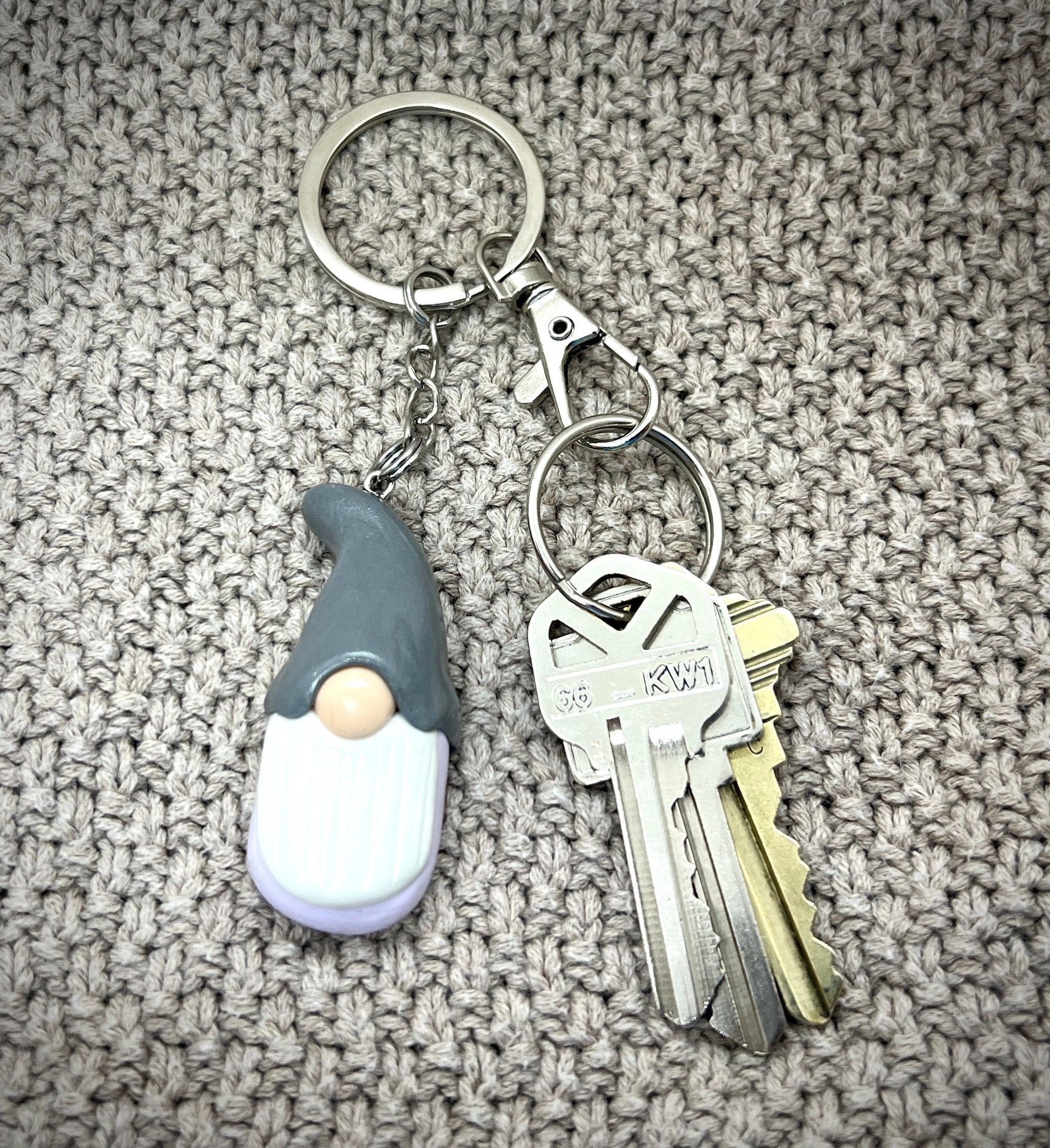 Mini Gnome Keychain Gnome Keyring Gnome Key Chain Polymer Clay Gnome ...