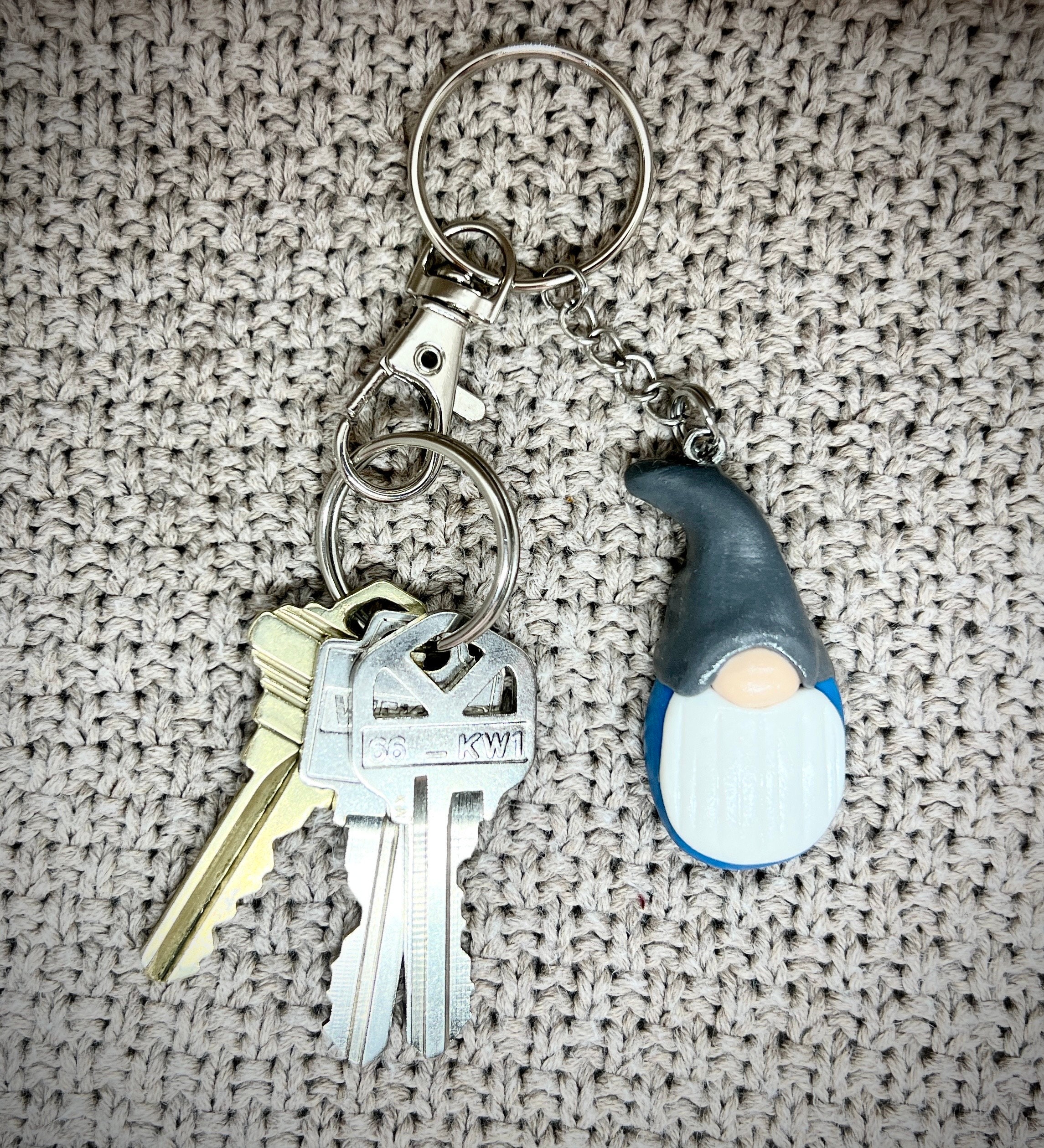 Mini Gnome Keychain Gnome Keyring Gnome Key Chain Polymer Clay Gnome Keychain Stainless Steel