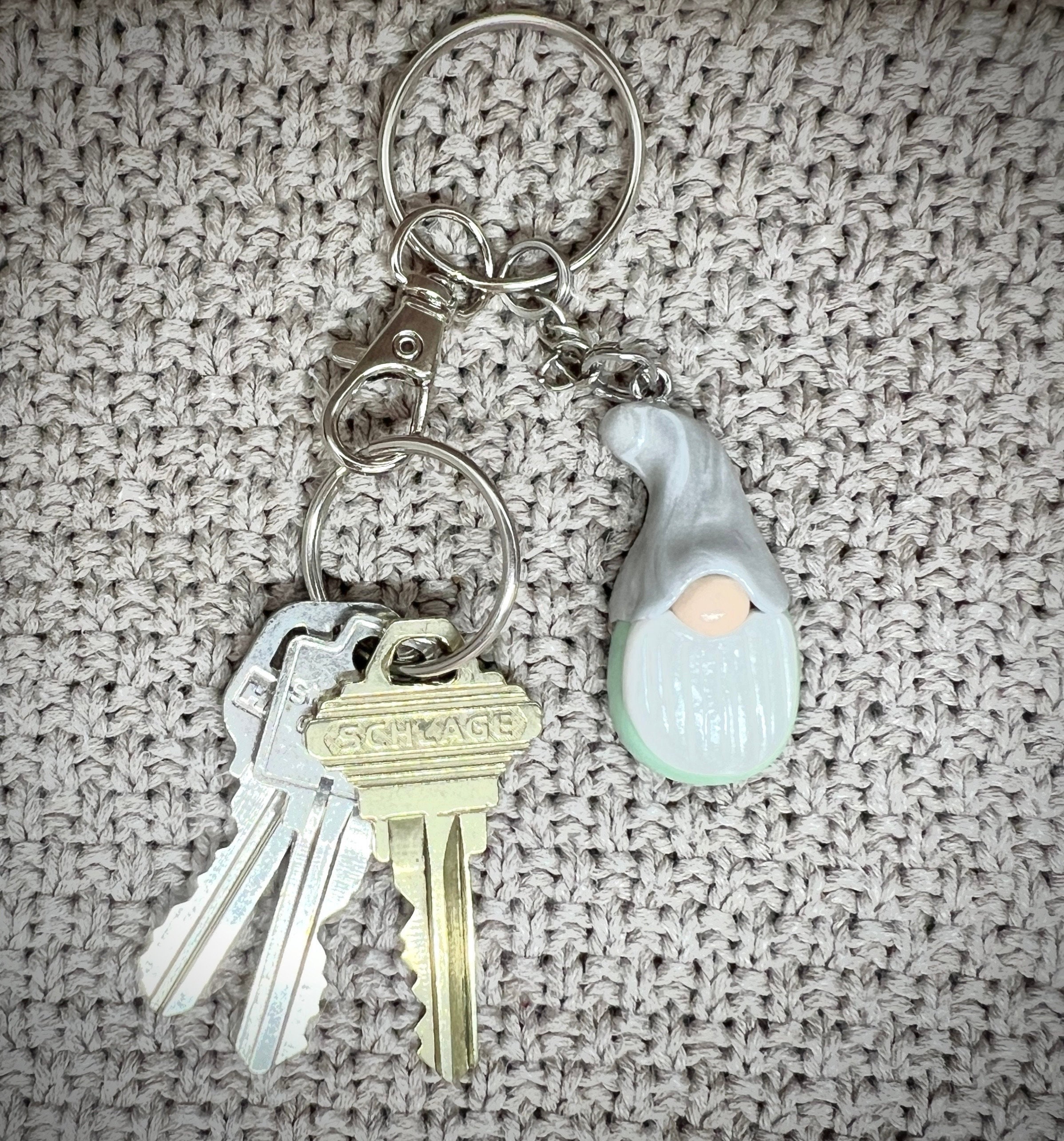 Mini Gnome Keychain Gnome Keyring Gnome Key Chain Polymer Clay Gnome ...