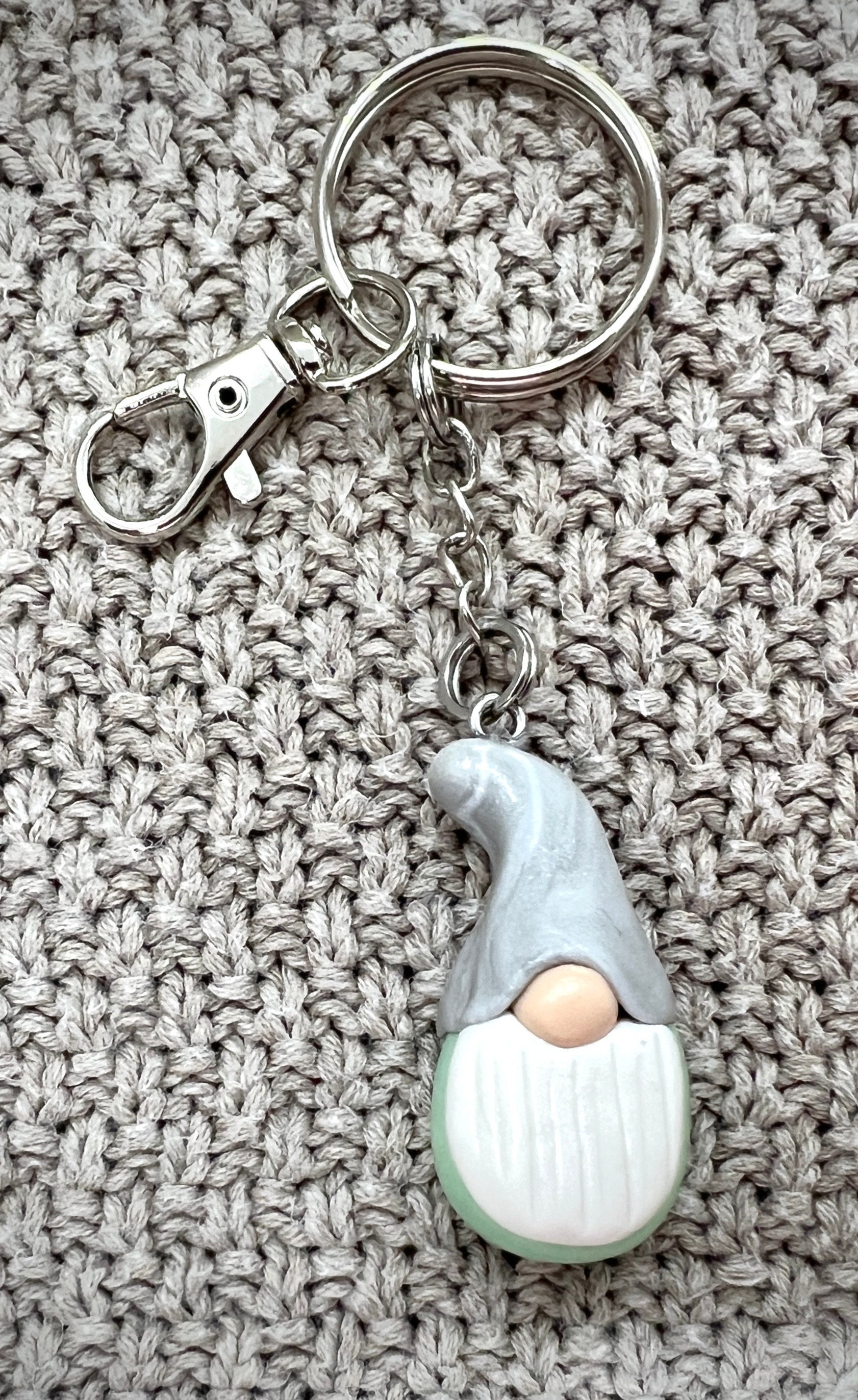 Mini Gnome Keychain Gnome Keyring Gnome Key Chain Polymer Clay Gnome ...