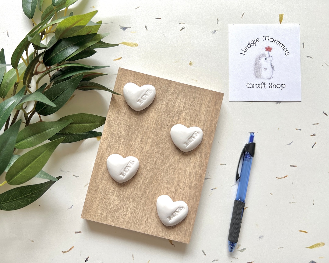 Heart Magnets love Stamped Heart Magnets Hand Stamped Hearts White ...