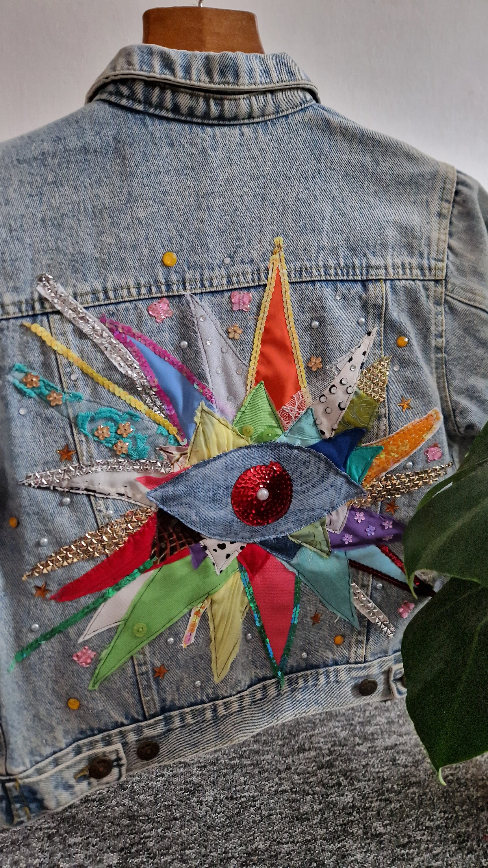 Handmade Colorful Back Design for a Denim Jacket for Girls - Etsy