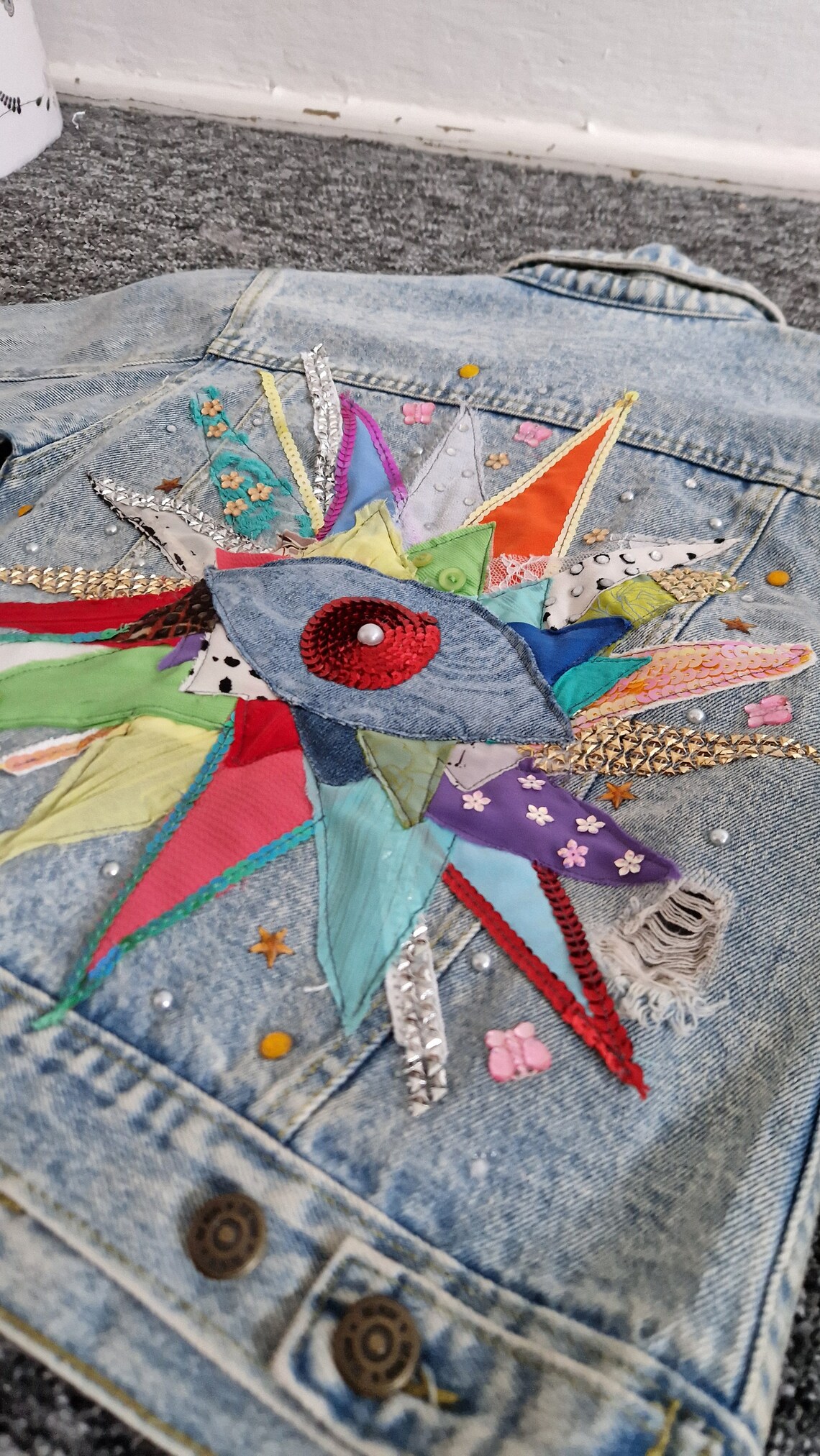 Handmade Colorful Back Design for a Denim Jacket for Girls - Etsy