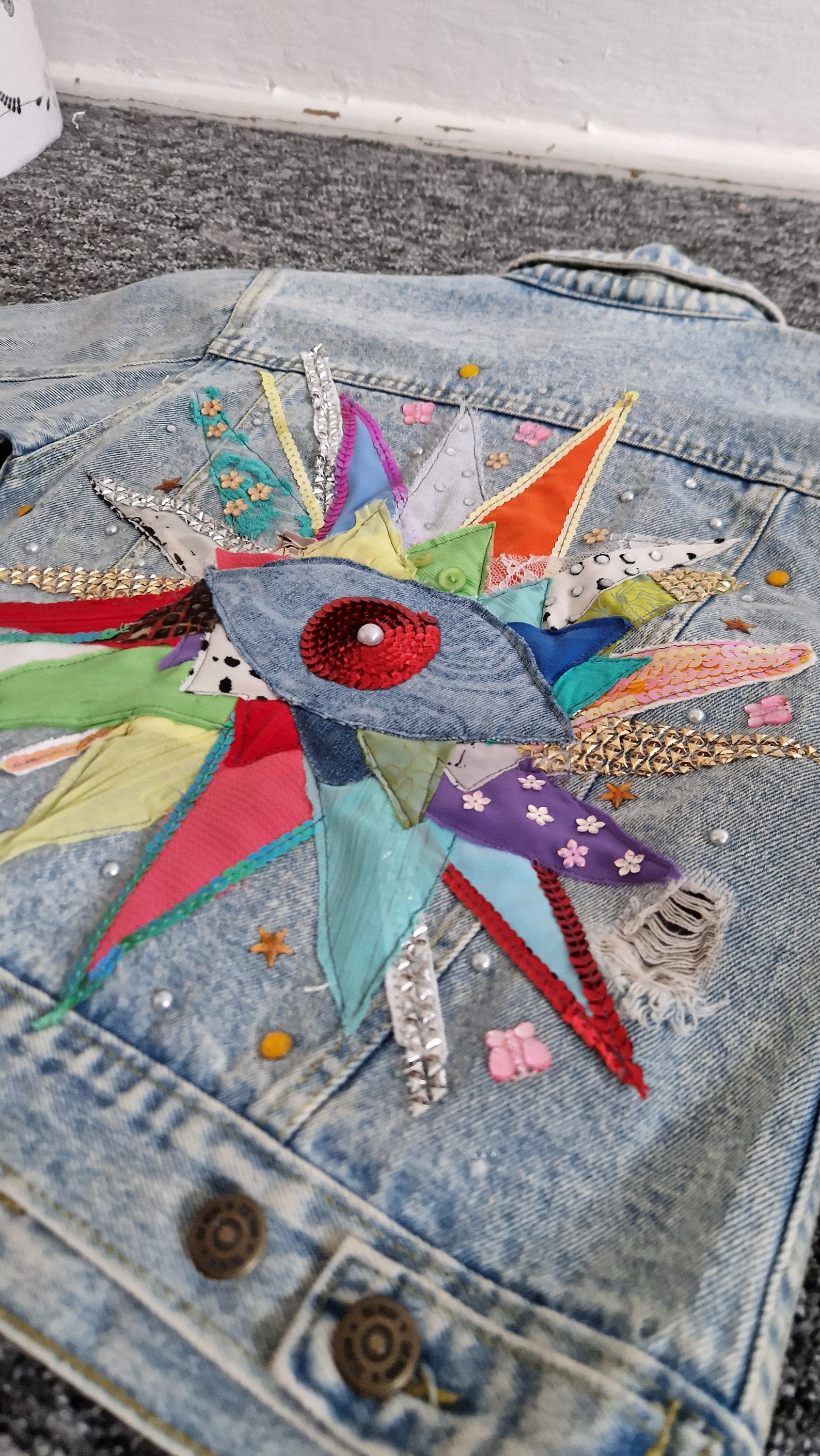 Handmade Colorful Back Design for a Denim Jacket for Girls - Etsy