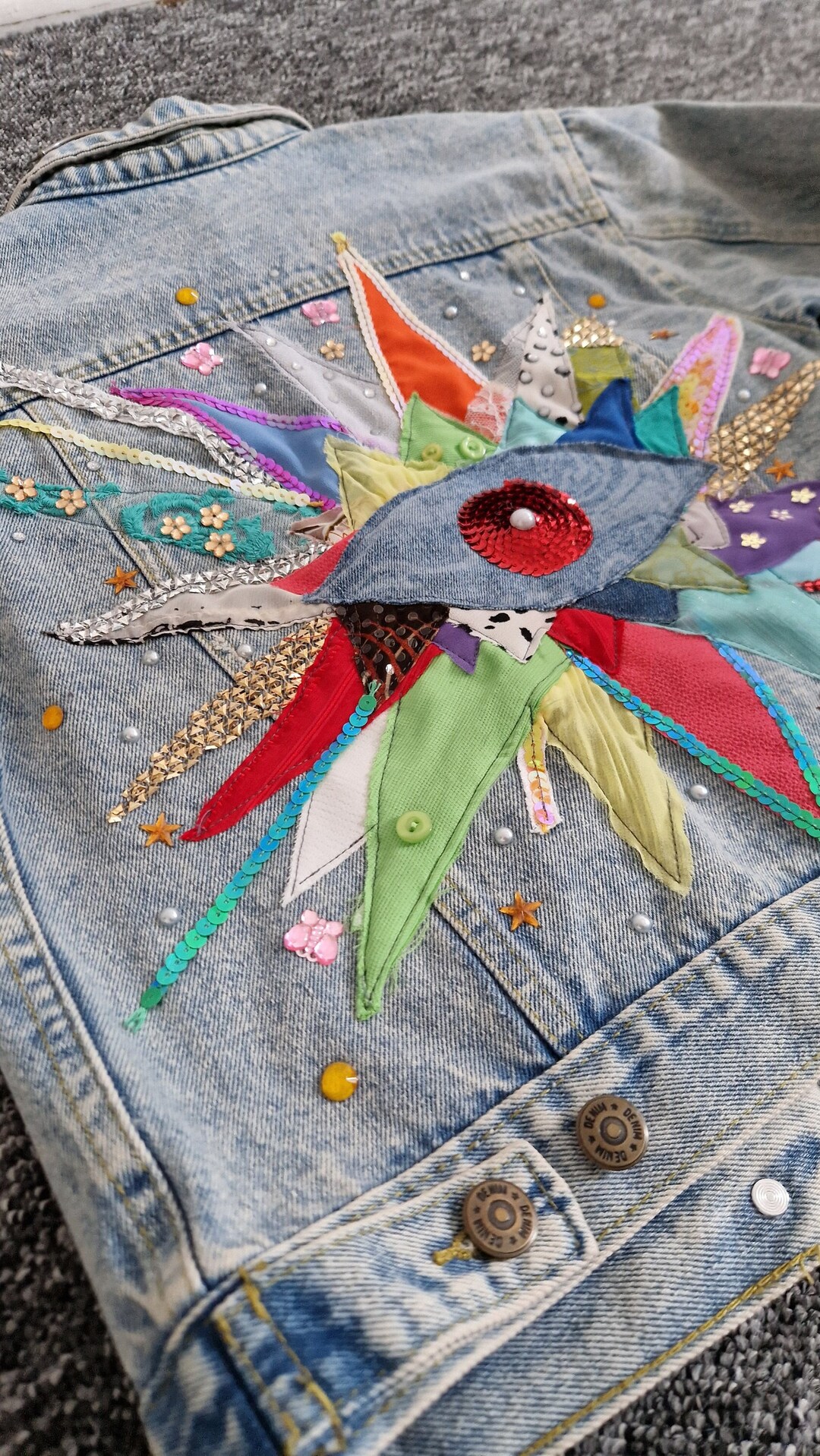 Handmade Colorful Back Design for a Denim Jacket for Girls - Etsy