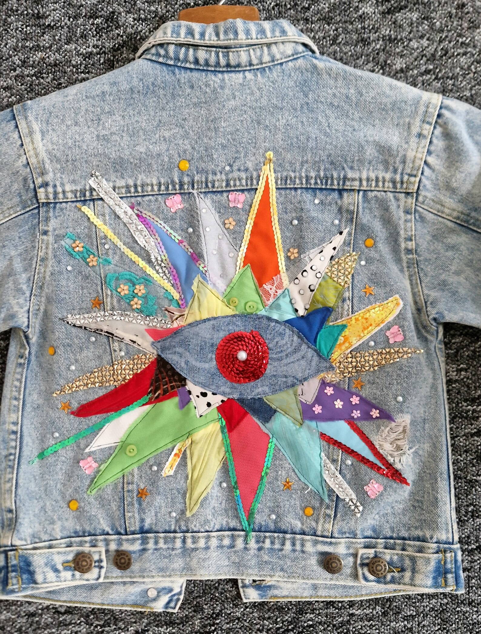 Handmade Colorful Back Design for a Denim Jacket for Girls - Etsy