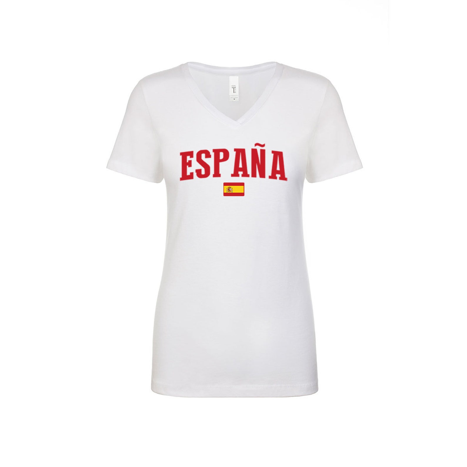 Spain España V Neck T shirts Women Lady 100% cotton tee Any | Etsy