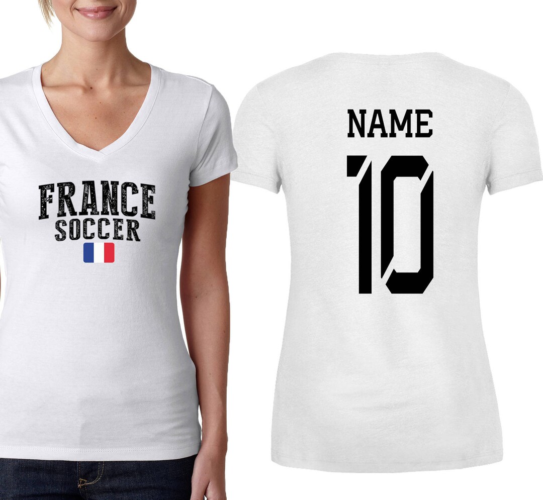France T Shirts Women's V Neck 100% Cotton Tee Any Sports Customized ...