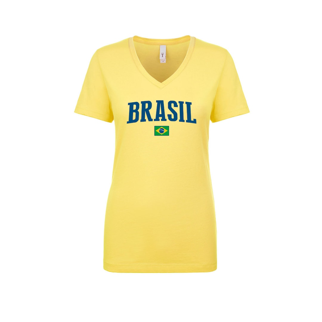 Brazil V Neck T Shirts Women Lady 100% Cotton Tee Any Sports National ...