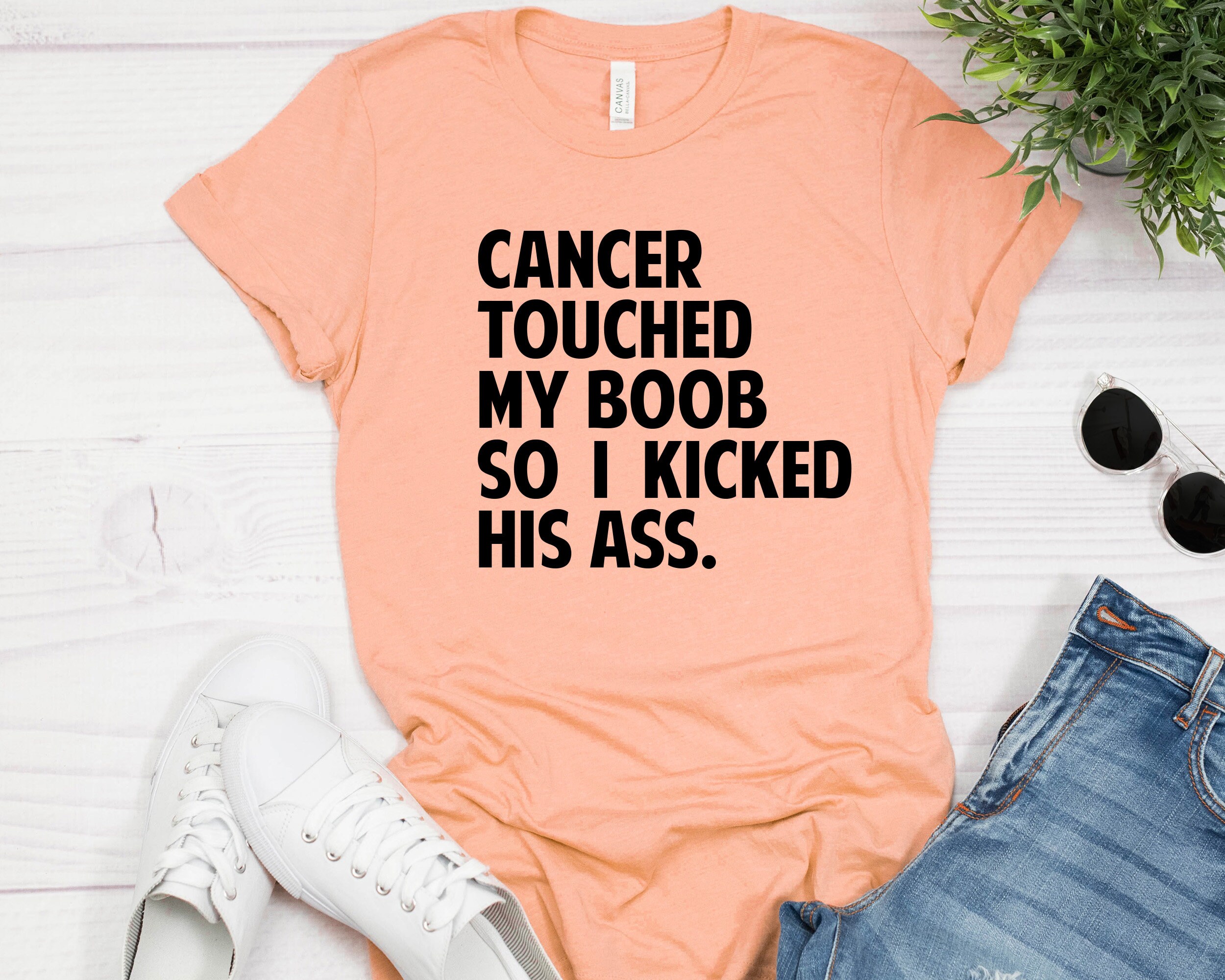 Kicking cancer out breast cancer awareness breast cancer - Etsy 日本
