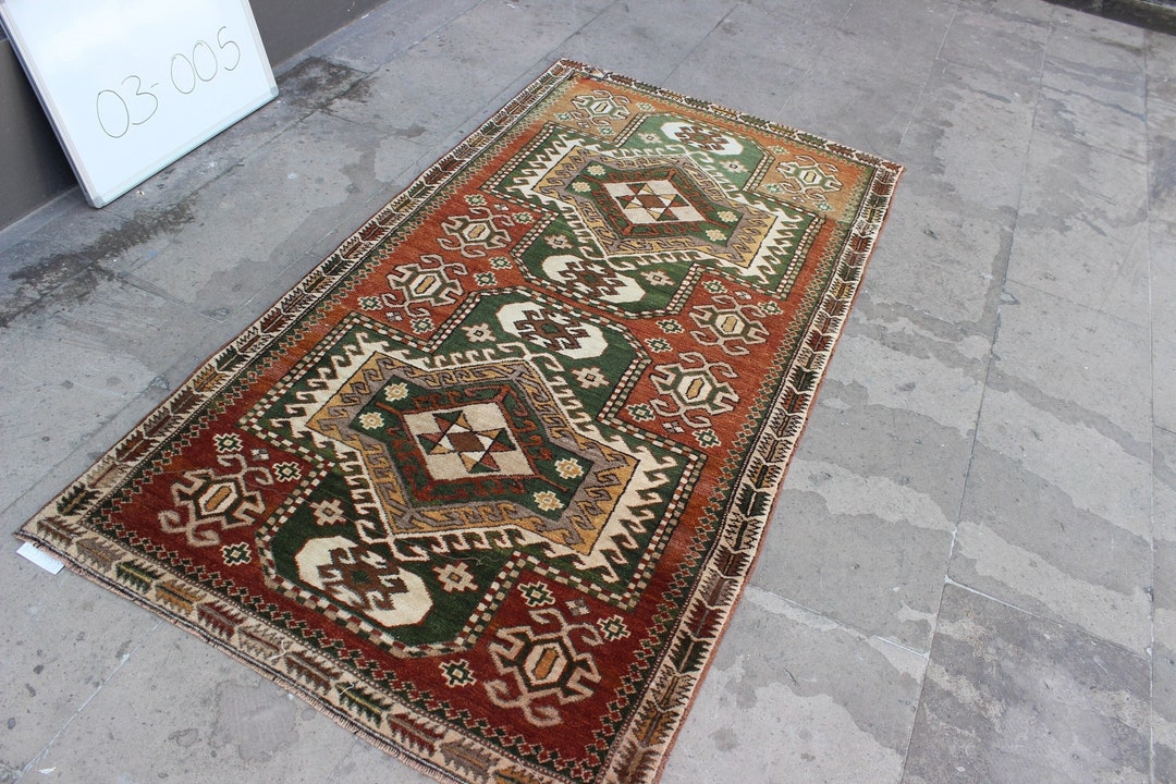 Wool Brown Green Rug 3x6 FREE EXPRESS SHIPPING Vintage - Etsy