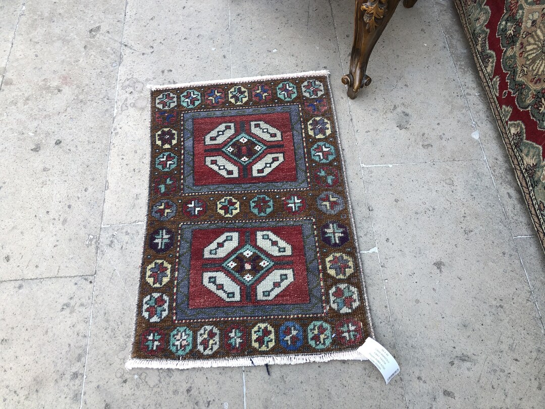 3x3 Turkish Vintage Small Red Square Rug FREE EXPRESS - Etsy