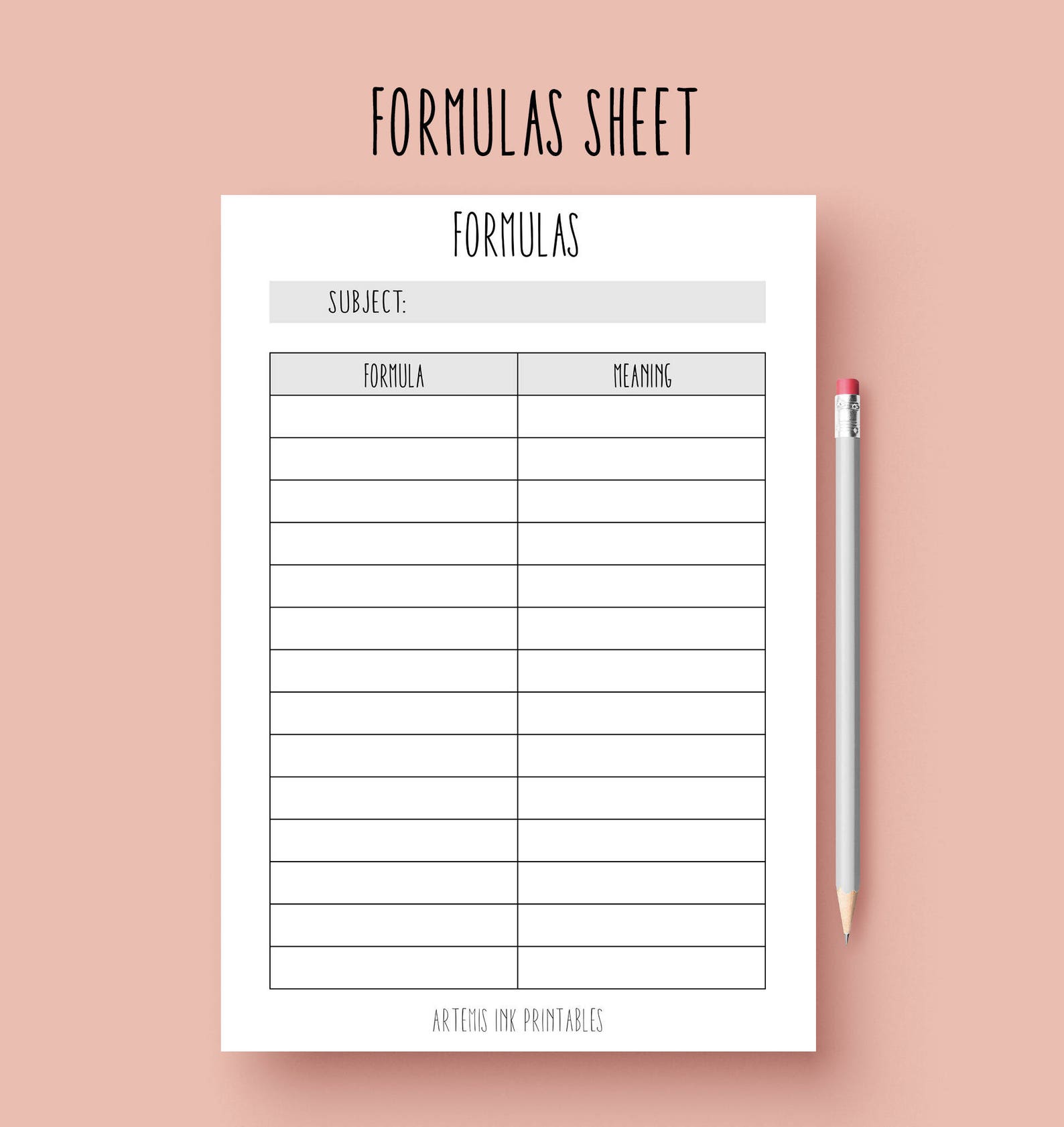 FORMULAS PRINTABLE A4, A5 & Letter Size perfect for Studying - Etsy UK