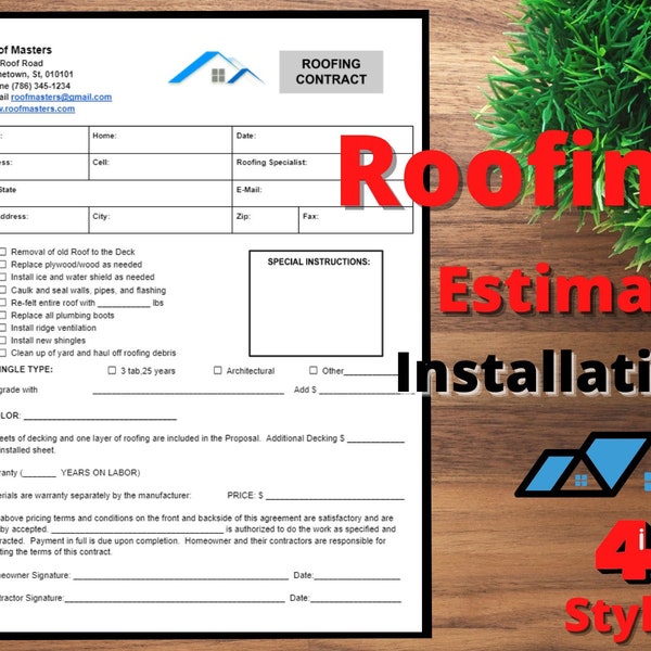 Roofing Estimate Template - Etsy