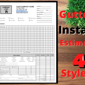 Rain Gutter Installation Company Estimate, Invoice Work Order ...