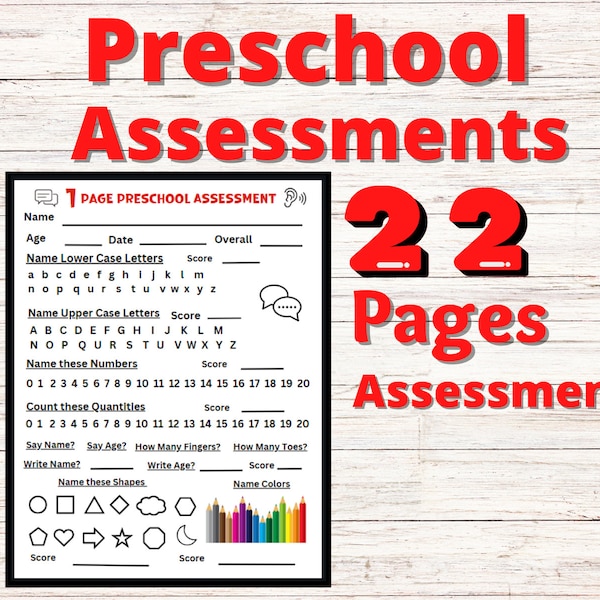 Preschool Assessment - Etsy