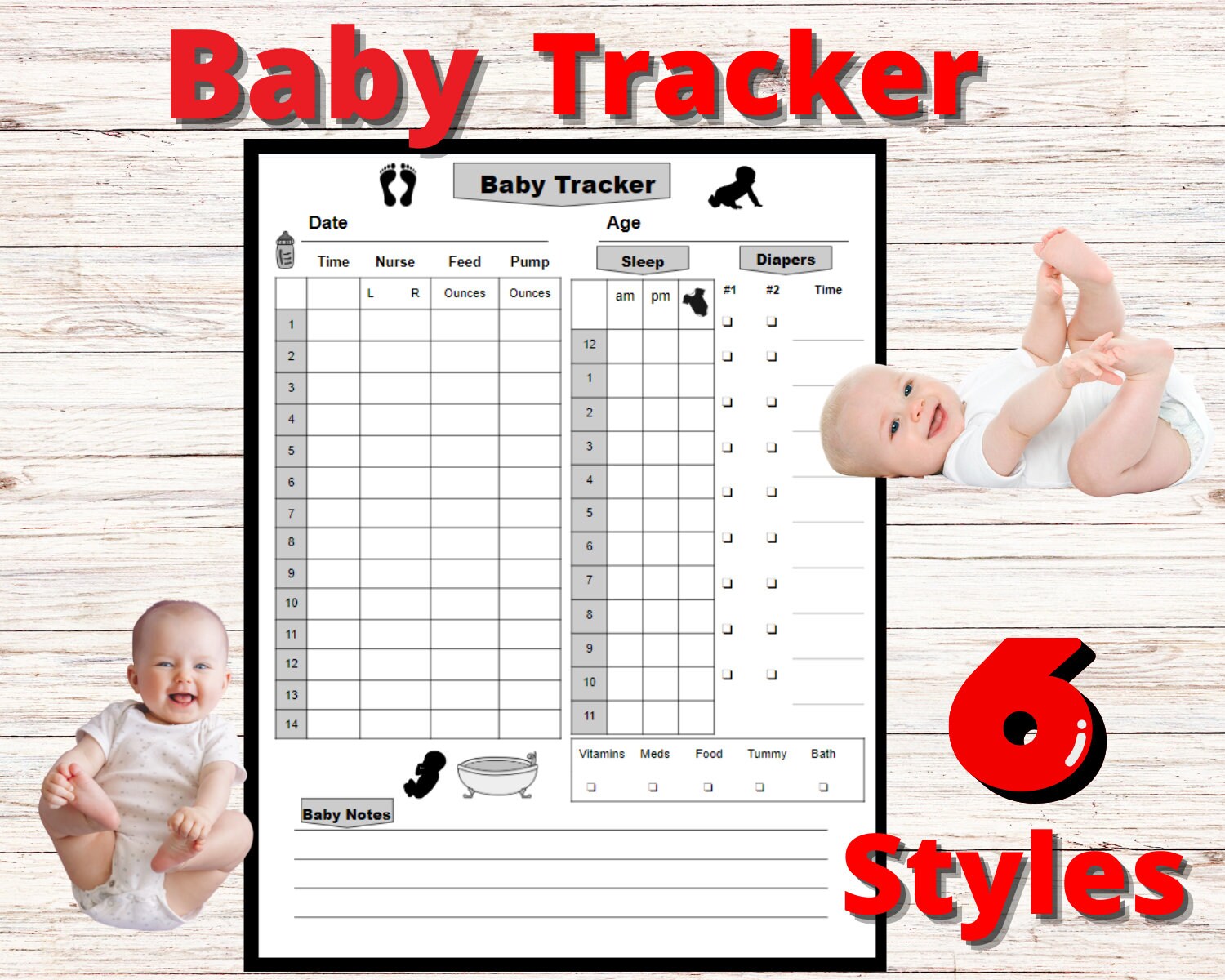 Daily Baby Tracker Printable Tracking Log Newborn Journal - Etsy