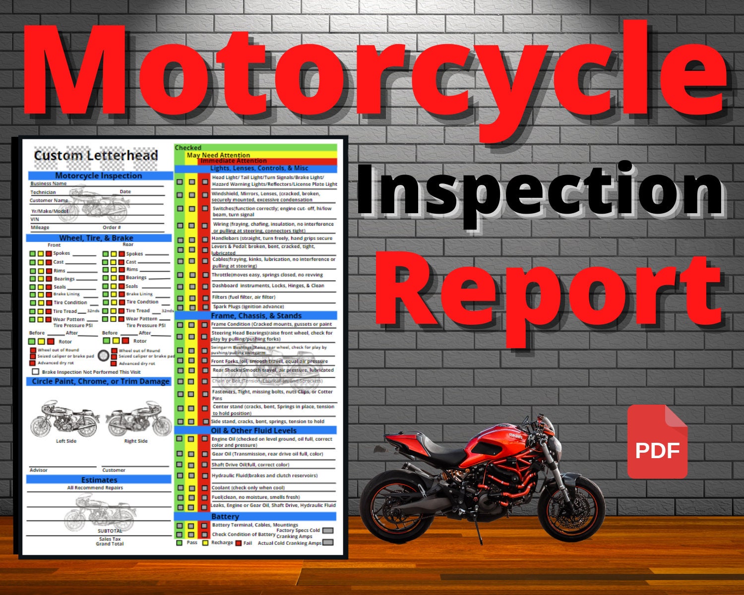 Motorcycle Inspection Report, Multi Point Motorcycle Inspection ...