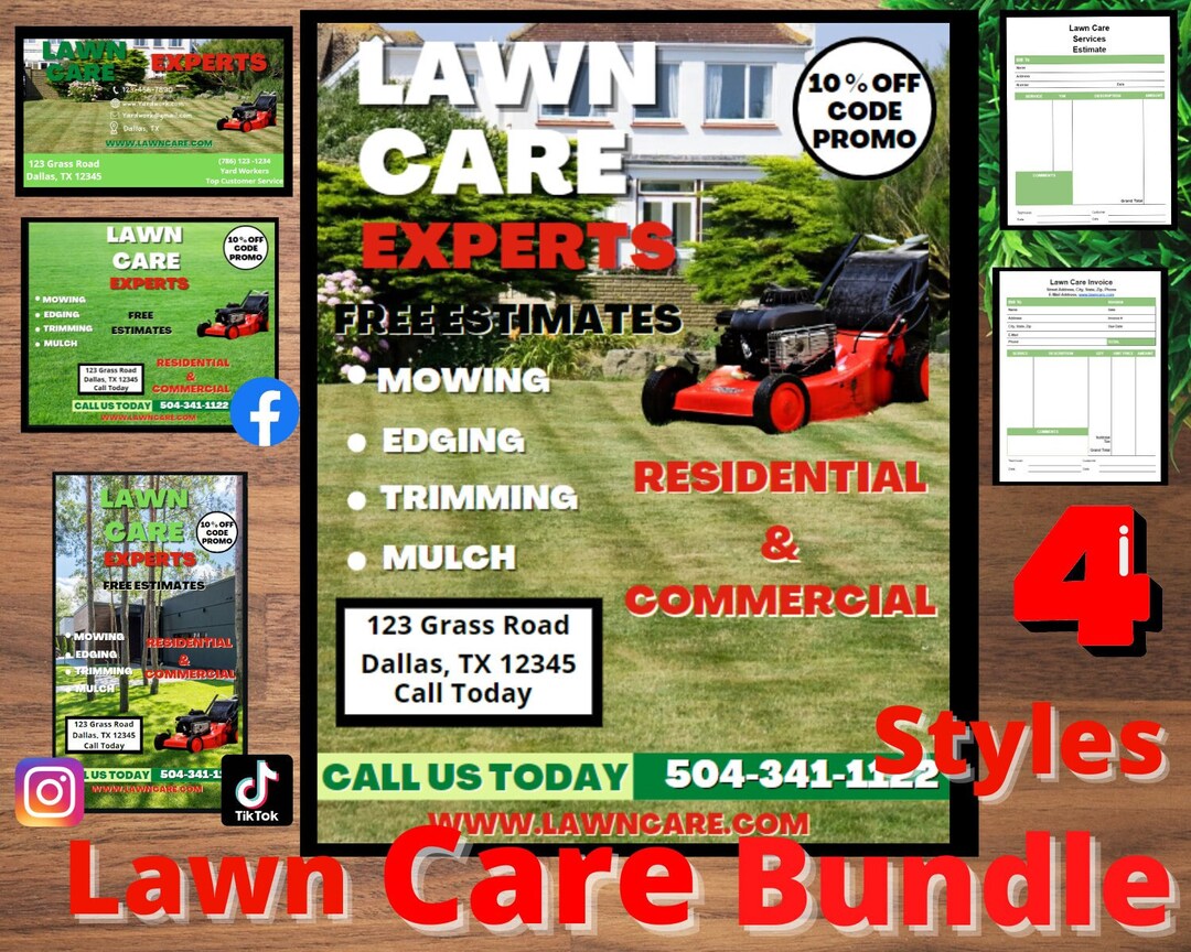 Lawn Care Invoice Template Printable, Landscaping Invoice Template ...