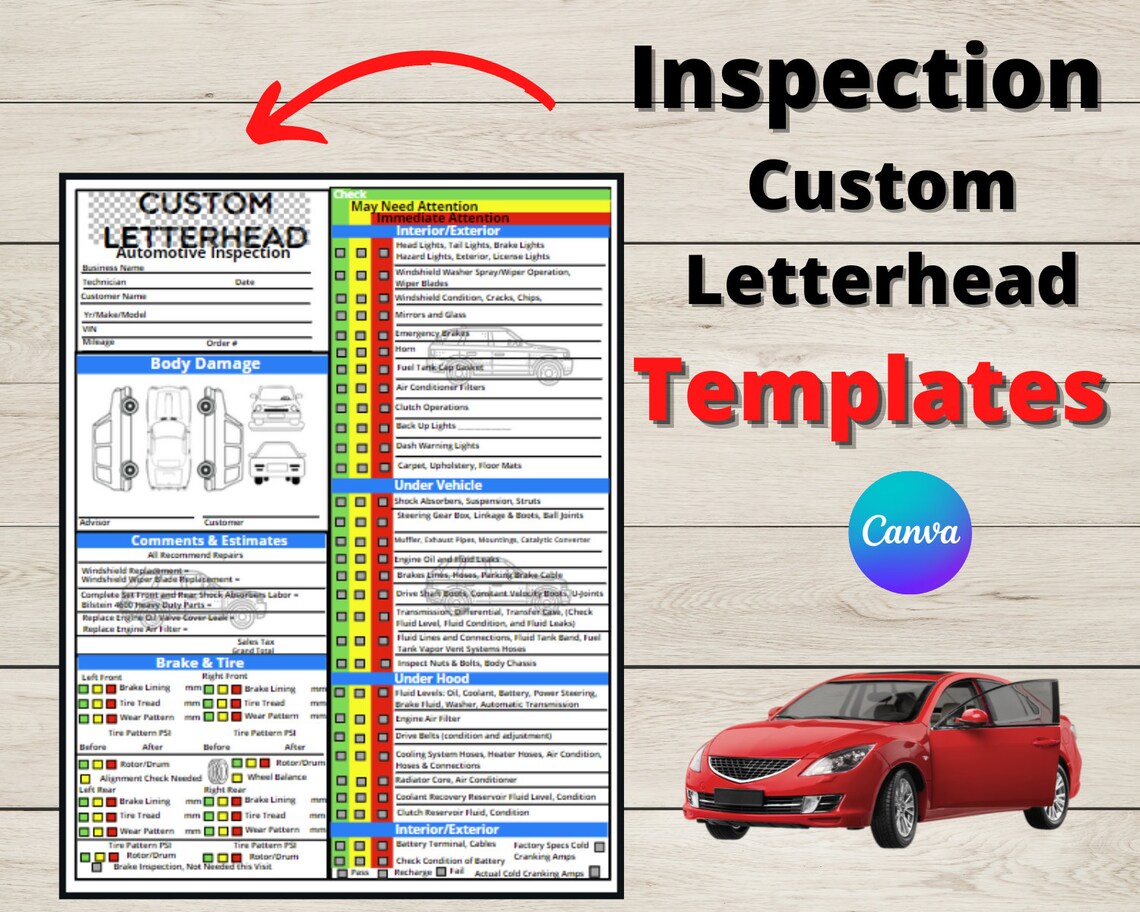 Vehicle Inspection Report Car Checklist Automotive Inspections ...