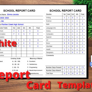 Homeschool Report Card, School PDF Report Card, Homeschool Progress ...