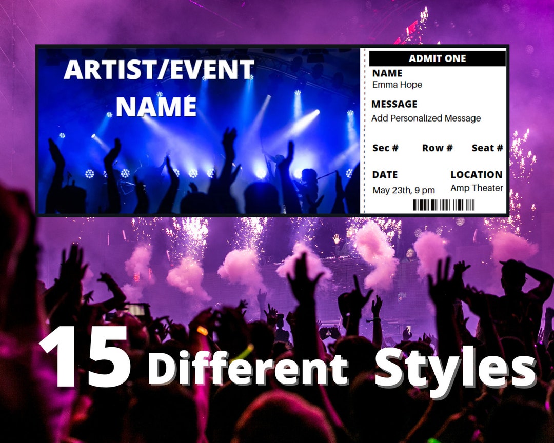 Concert or Event Ticket Stub Gifts, Personalized Tickets Music Stub for ...