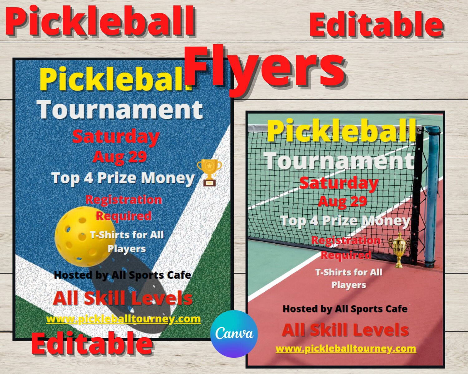Pickleball Tournament Flyer, Awards, Certificates, Gift Tags, Games ...