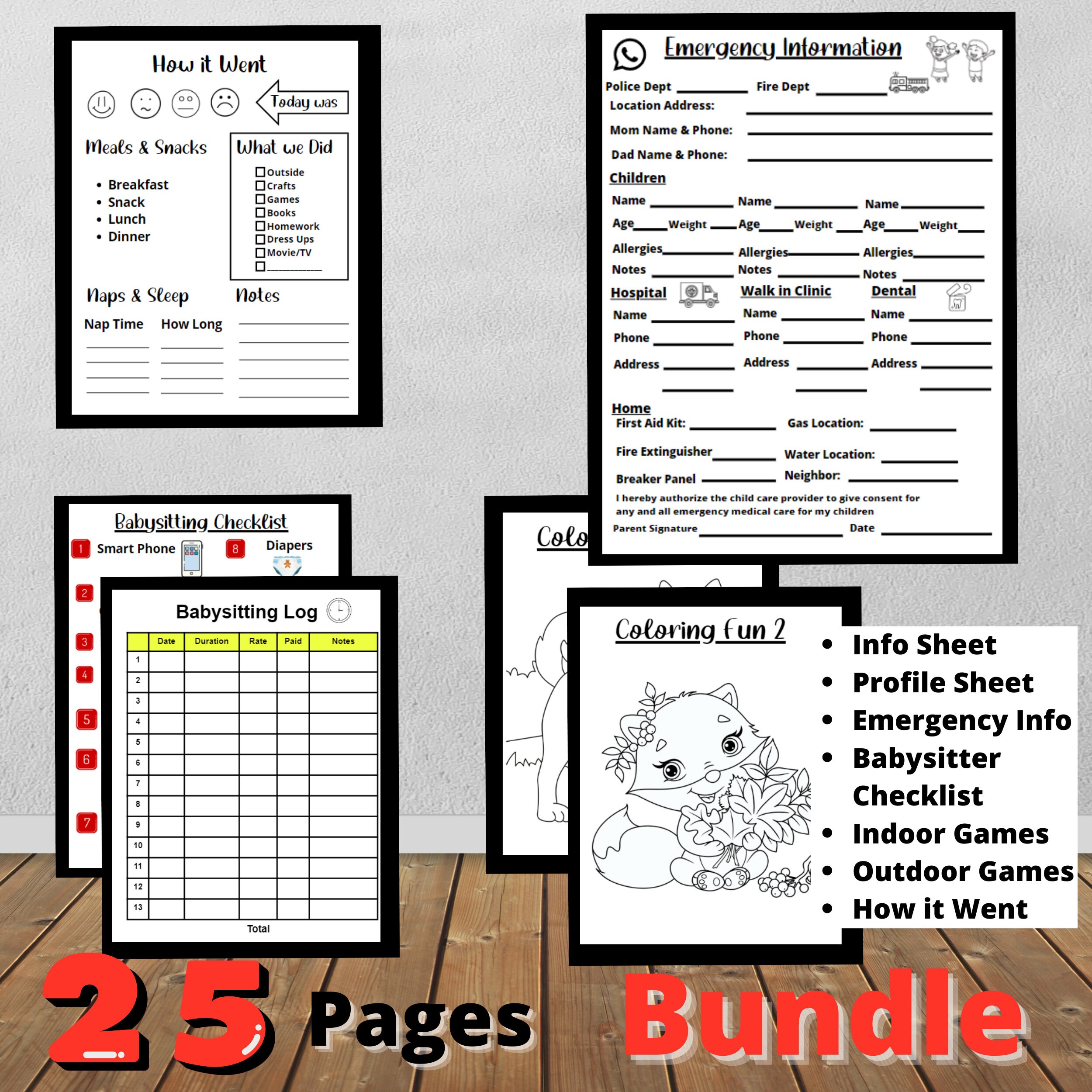 Babysitting Bundle: Flyer, Log, Business Card Editable Canva - Etsy