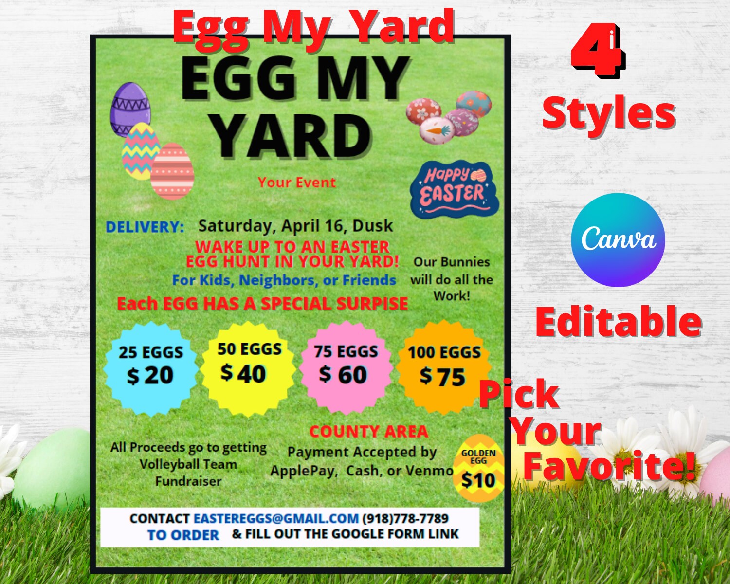 Egg My Yard Easter Fundraiser Flyer Template Bundle - Etsy