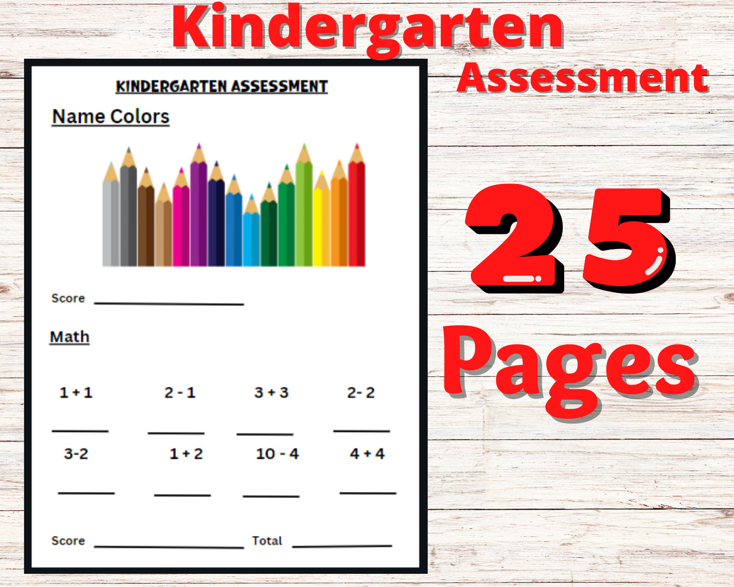 Kindergarten Assessment Worksheets Activity Homeschool Assessments - Etsy