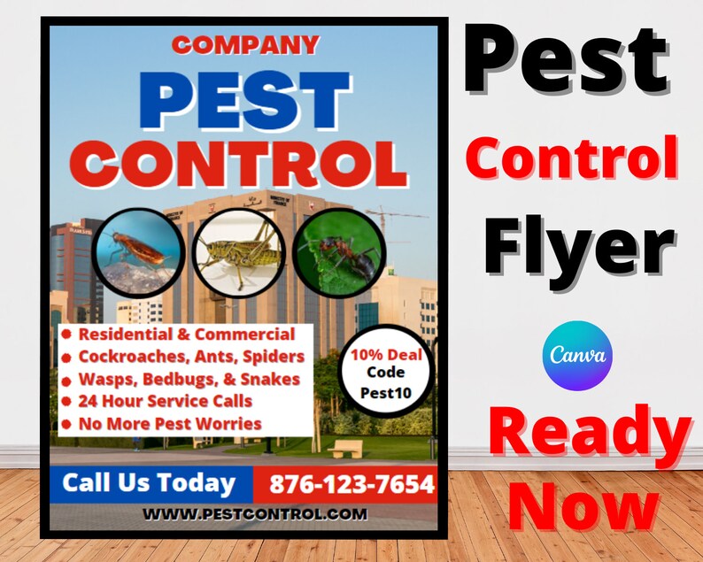 Pest Control Service Flyer Pests Control, Bug Control Editable Canva ...