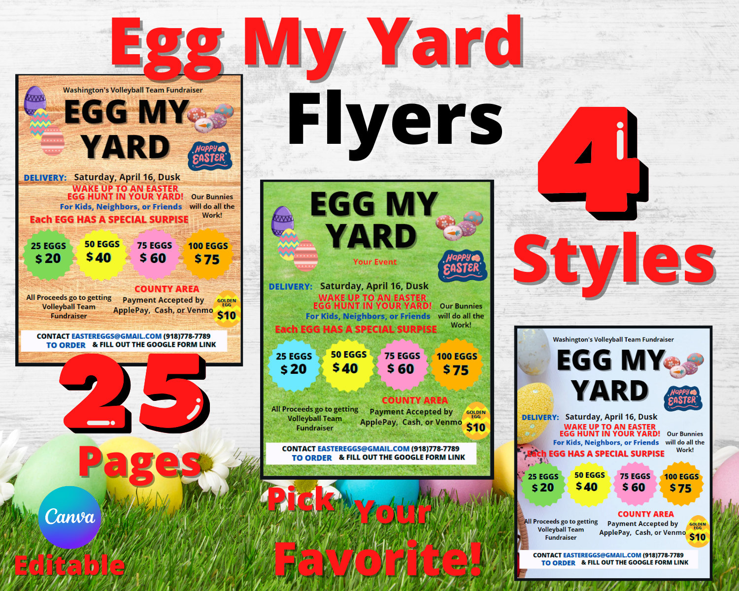 Egg My Yard Easter Fundraiser Flyer Template Bundle - Etsy