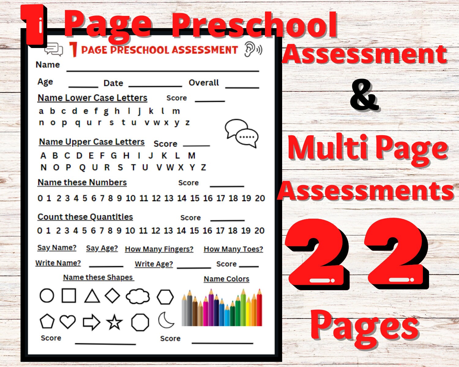 Printable Preschool Assessment Worksheets Activity Homeschool Post ...