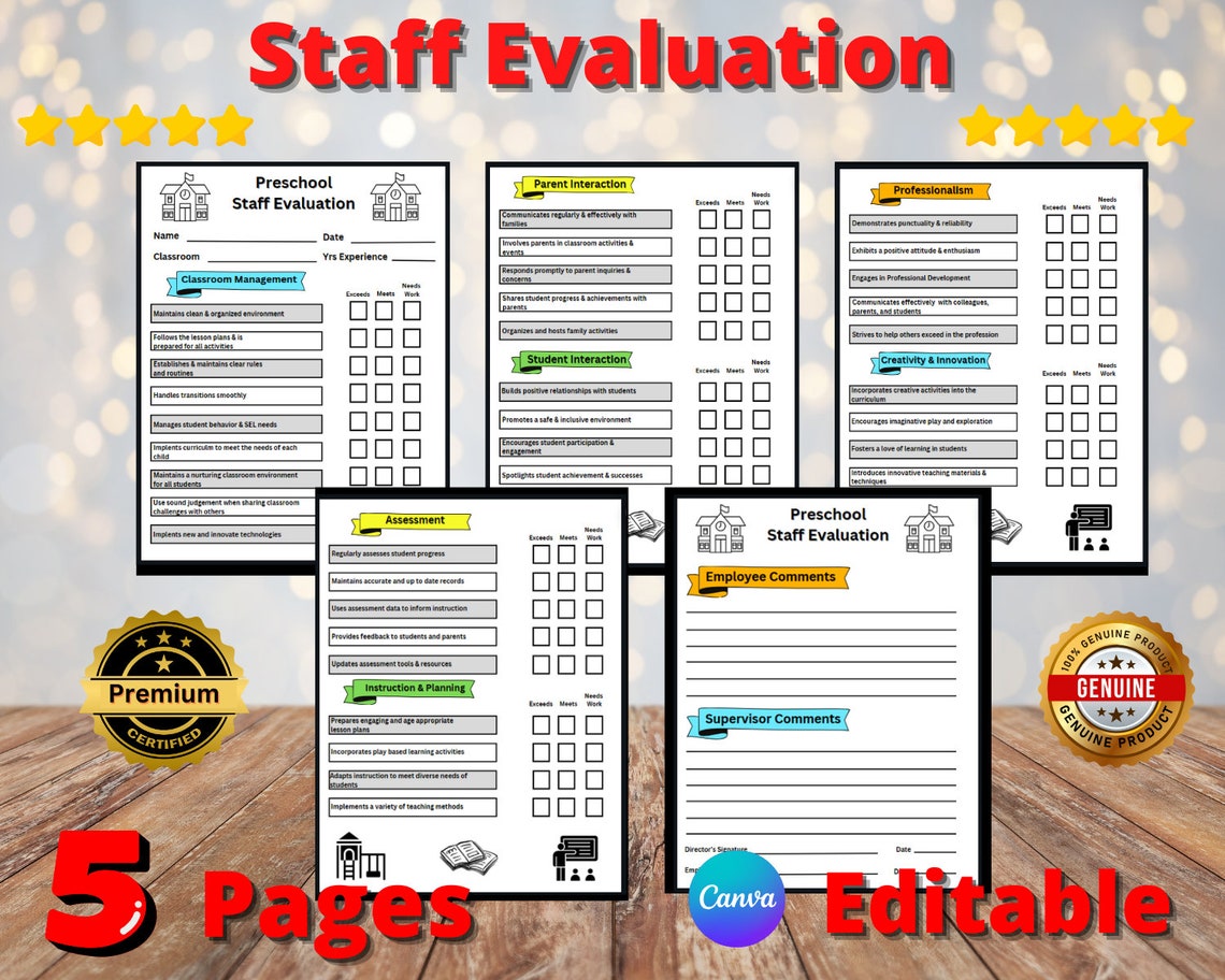Daycare Staff Evaluation, Preschool Employee Evaluations, Child Care ...