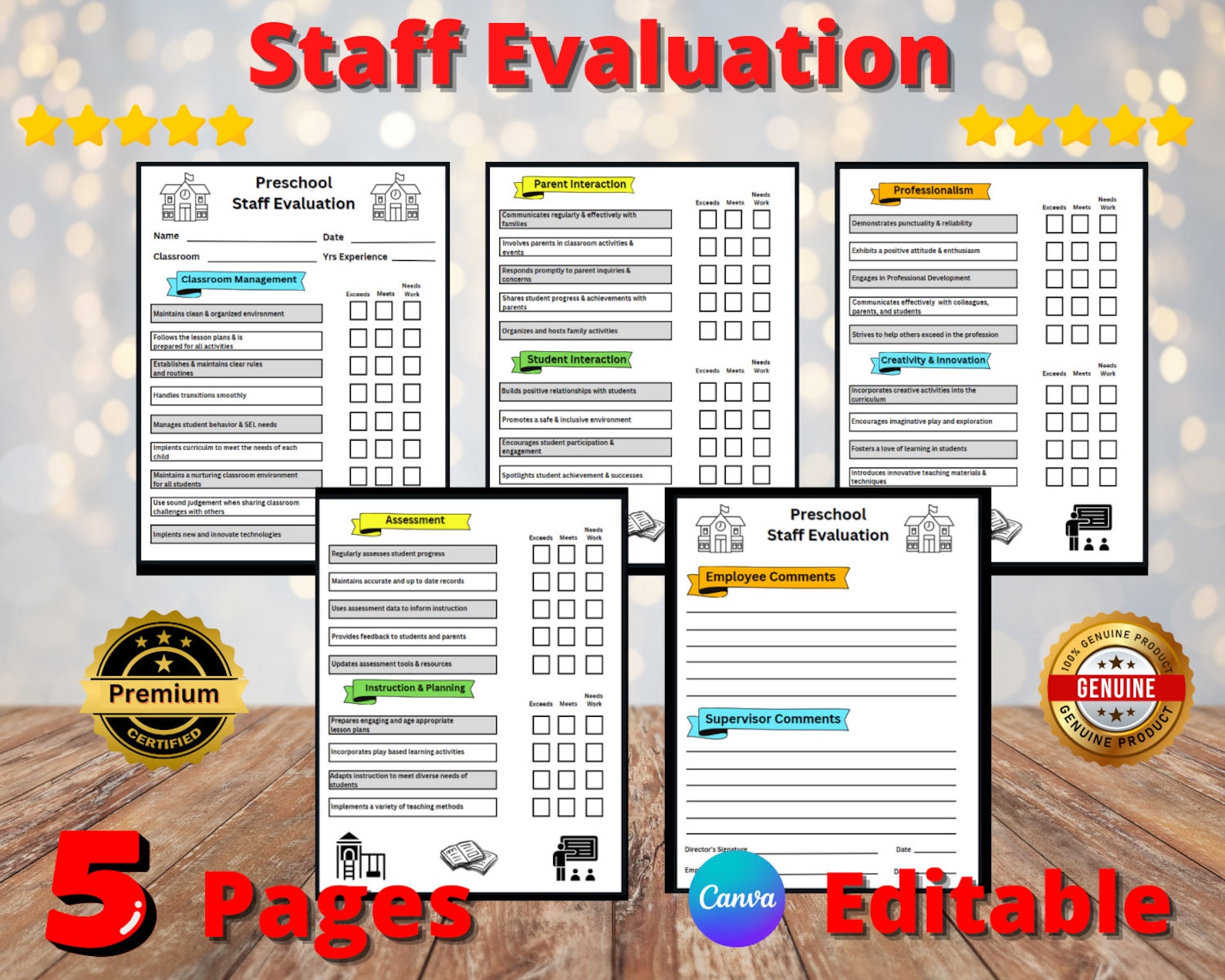 Daycare Staff Evaluation, Preschool Employee Evaluations, Child Care ...