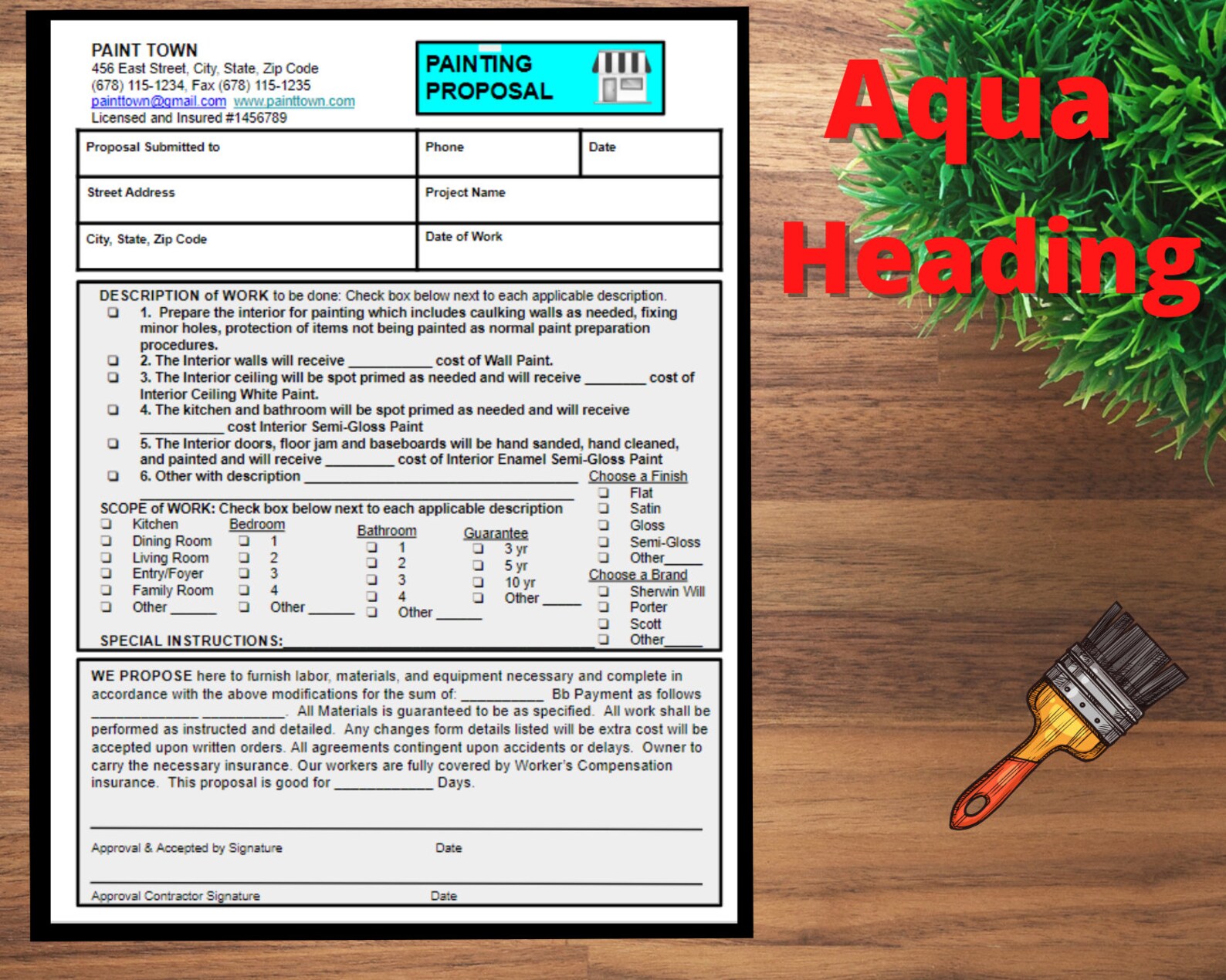 Editable Interior Painting Paint Proposal Template - Etsy