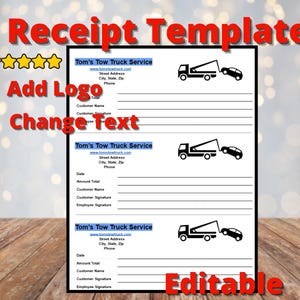 Tow Truck Checklist, Equipment List and Wrecker Towing Receipts ...