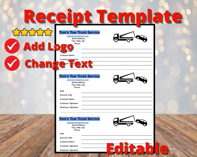 Tow Truck Checklist, Equipment List and Wrecker Towing Receipts ...
