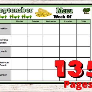 Daycare Preschool Lunch, Snack, Meal Menus, Monthly Menus, Daycare ...