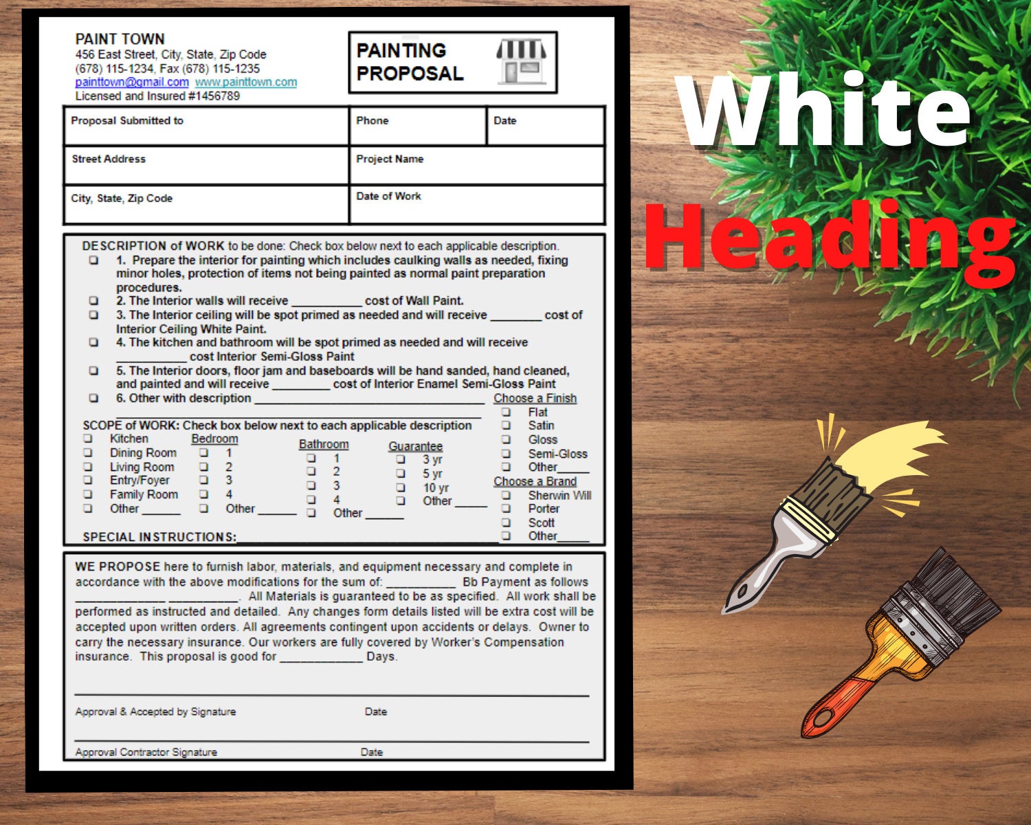 Editable Interior Painting Paint Proposal Template - Etsy