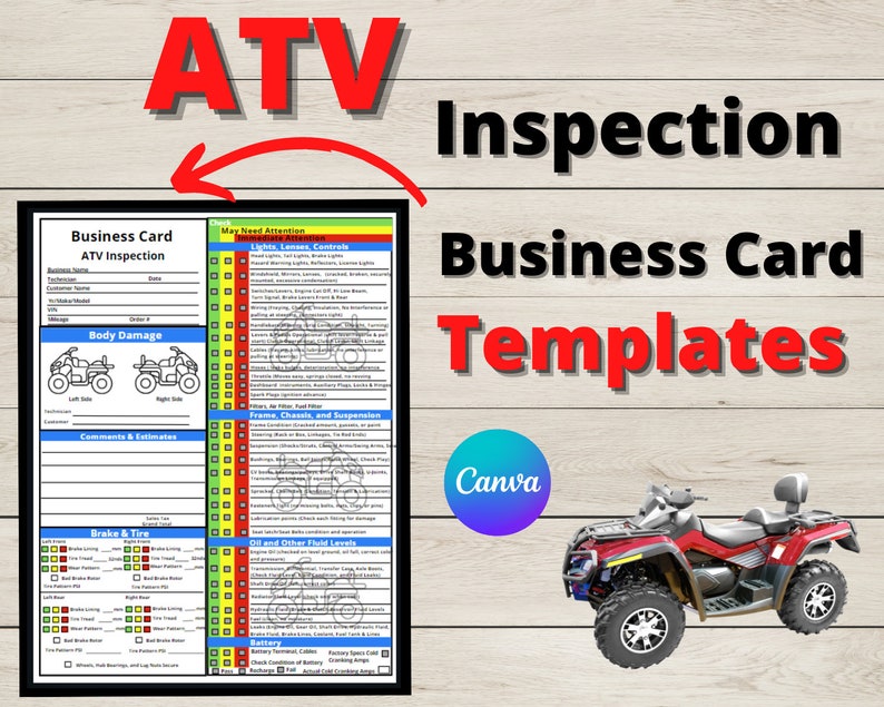 ATV Inspection Checklist: Repair Log, Multi-point PDF & Canva - Etsy ...