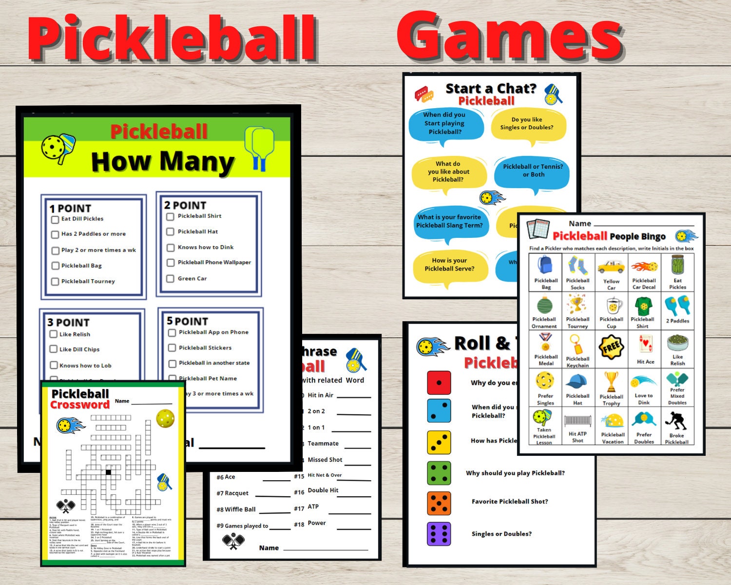 Pickleball Tournament Flyer, Awards, Certificates, Gift Tags, Games ...