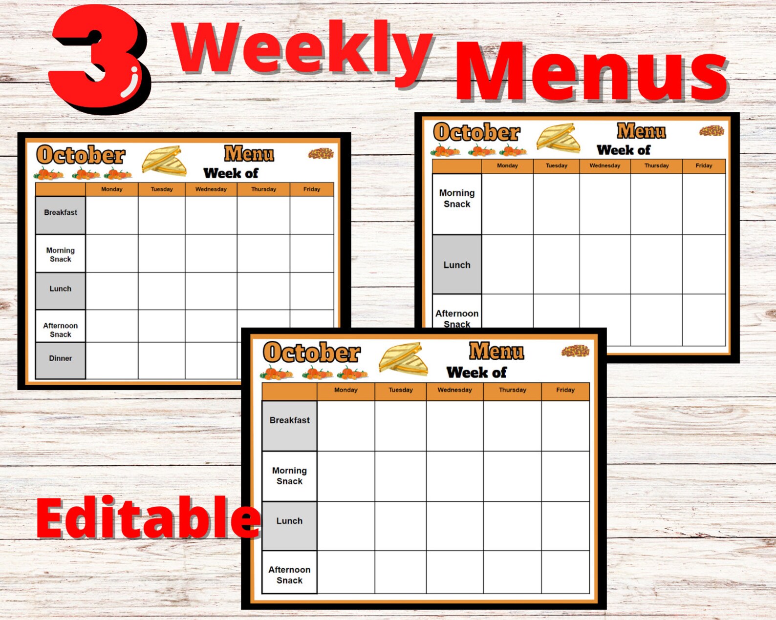 Daycare Preschool Lunch, Snack, Meal Menus, Monthly Menus, Daycare ...