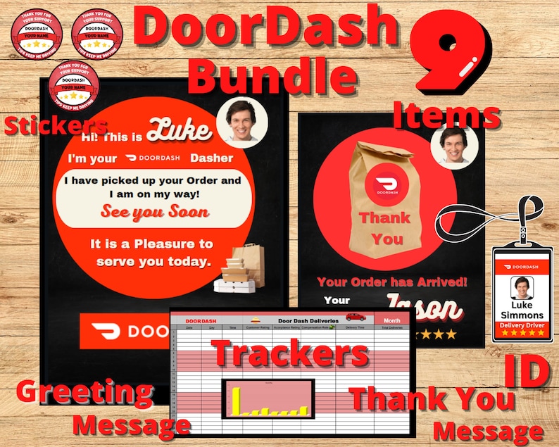 Doordash Dasher Bundle Personalized Messages Animated GIF, ID Card ...