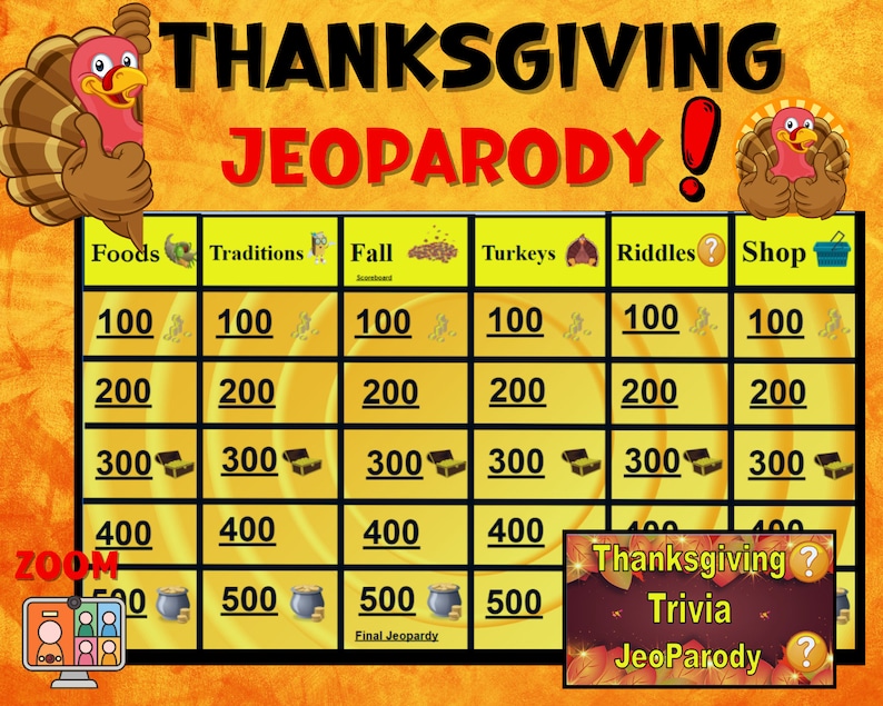 Thanksgiving Jeoparody Trivia Powerpoint Fun Game Scoreboard Sounds Mac ...