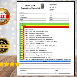 HVAC Inspection Checklist, Air Conditioner Inspection Printable ...