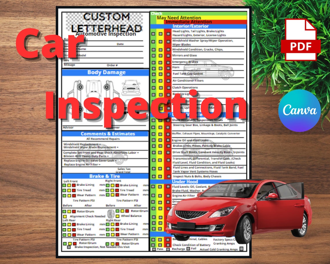 Vehicle Inspection Report Car Checklist Automotive Inspections ...