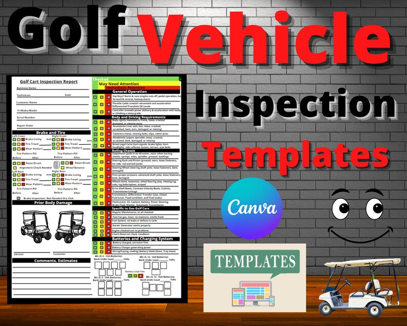 Golf Cart Inspection Report Checklist Golf Cart Rental Check - Etsy